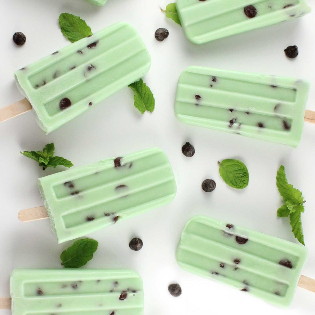 Vegan Mint Chocolate Chip Popsicles - Easy Vegan Meal Plan