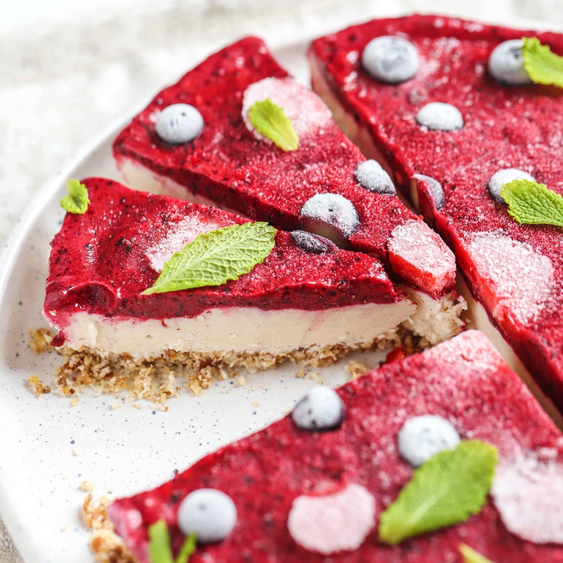 Freezer Lemon and Berry Cheesecake - Easy Vegan Meal Plan