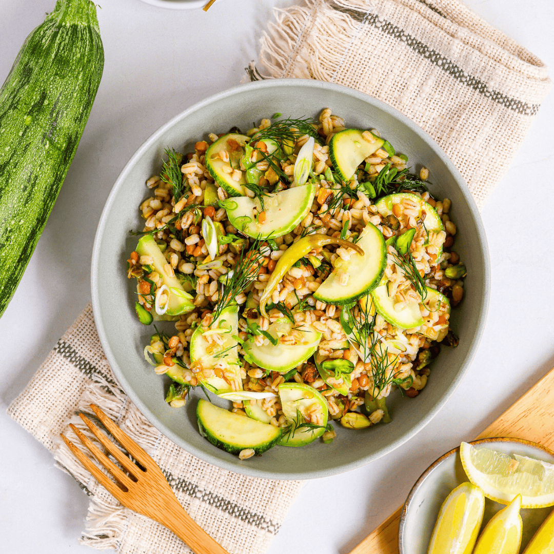 Barley Salad with Lentils & Zucchini - Easy Vegan Meal Plan