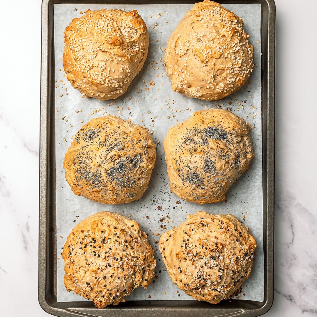 Protein Bagel Buns (No Knead, Vegan) - Easy Vegan Meal Plan