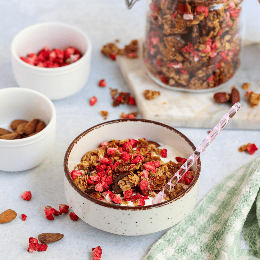 Strawberry Coconut Crunch Granola - Easy Vegan Meal Plan